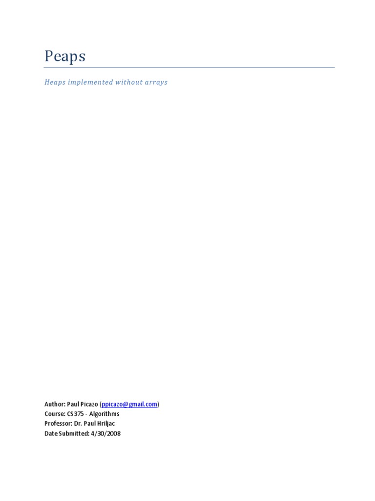 Peaps Heaps Implemented Without Arrays Pdf Array Data Structure Theoretical Computer Science 2803