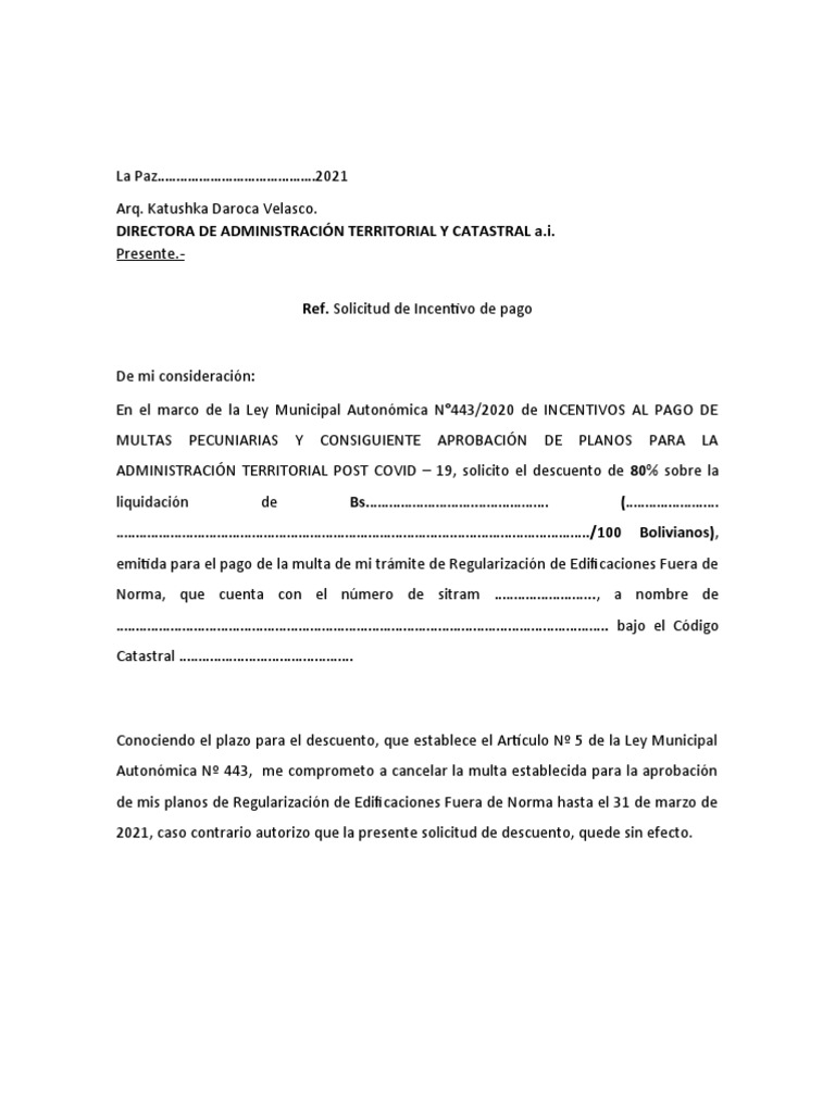 Carta de Solicitud Descuento | PDF