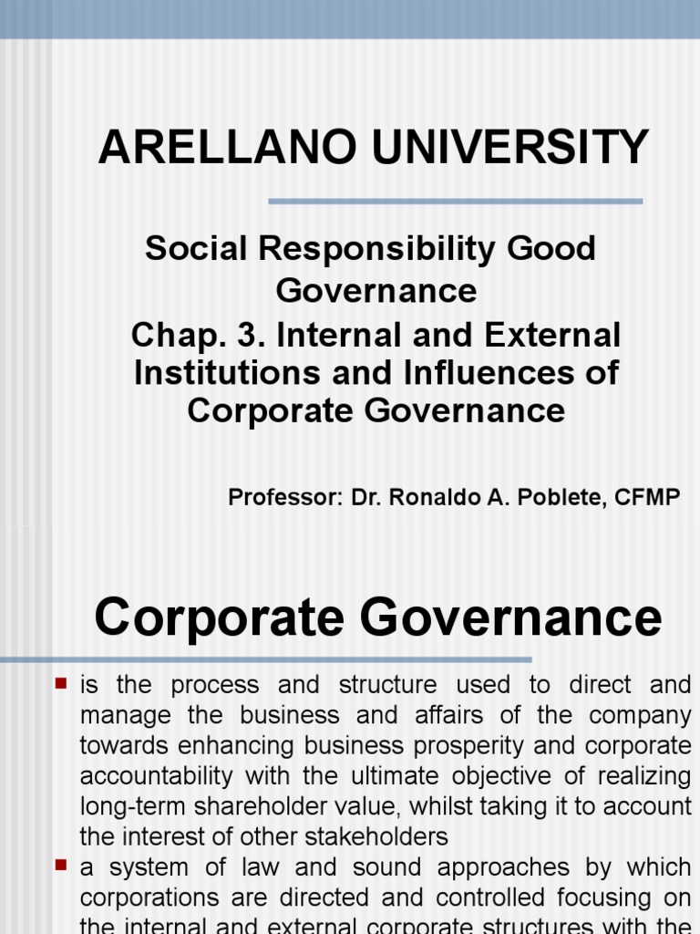 Chap. 3. Internal and External Institutions and Influences of Corporate ...