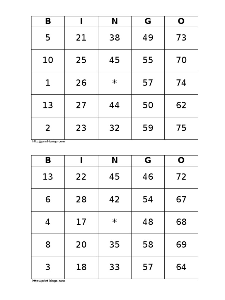 Printable Bingo Cards Collection | PDF