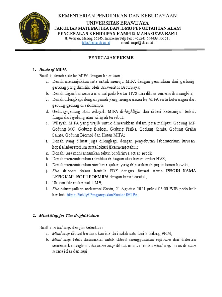 Penugasan PKKMB Fmipa Ub 2021 | PDF | Seni | Teknologi & Rekayasa