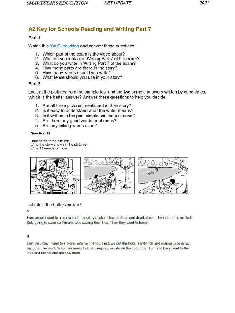 A2 Key Writing Part 7 Guide | PDF | Games & Activities | Language Arts ...