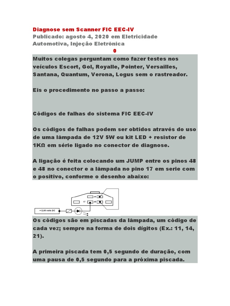 Diagnóstico EEC-IV sem Scanner | PDF | Rede elétrica | Temperatura