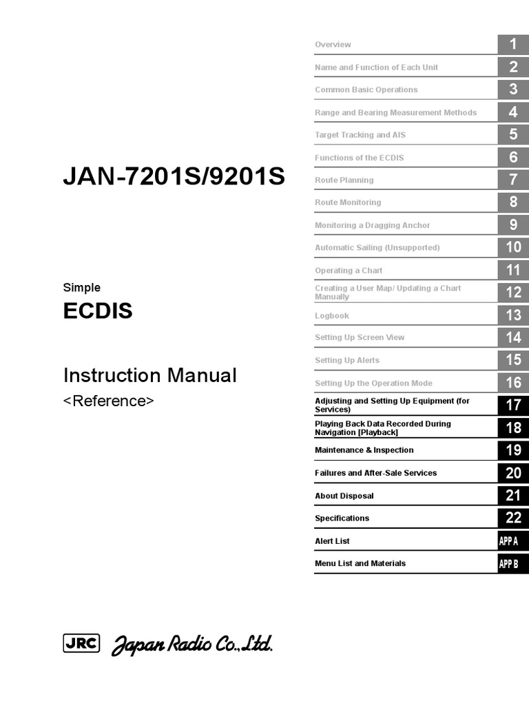 190-ECDIS JRC JAN-7201S-9201S Instruct Manual Reference 27-7-2020 | PDF ...