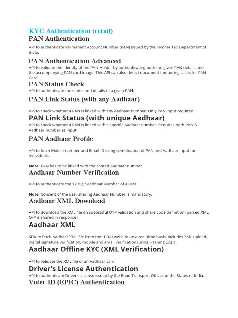 KYC and Identity Verification APIs for Individuals and Businesses | PDF