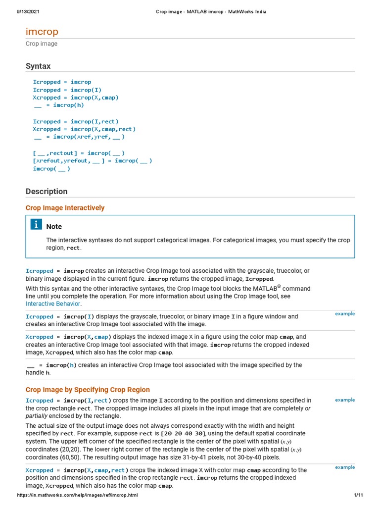 Crop Image - MATLAB Imcrop - MathWorks India | PDF | Graphics Processing Unit | Array Data Structure