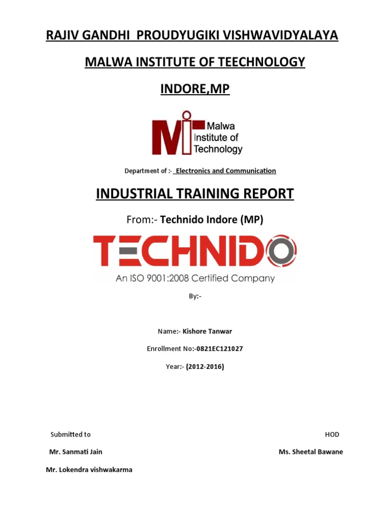 Industrial Training Front Page and Ack | PDF