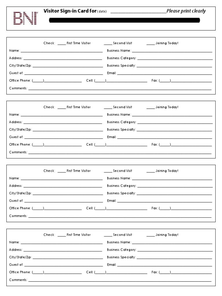 Business Visitor Sign in Sheet Template | PDF | Computing