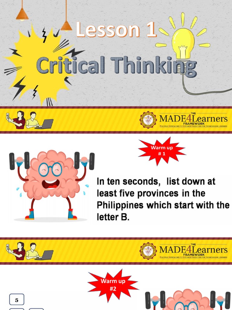 Lesson 1 - Critical Thinking | PDF | Self-Improvement | Science ...