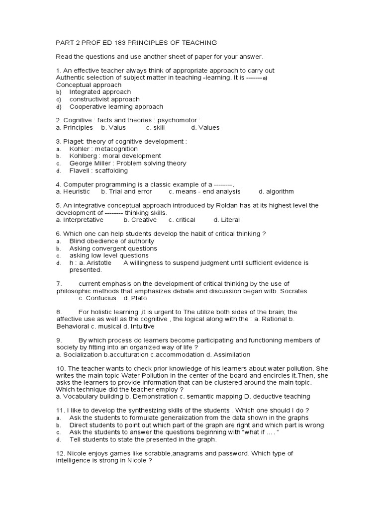 PRINCIPLES | PDF | Constructivism (Philosophy Of Education) | Learning