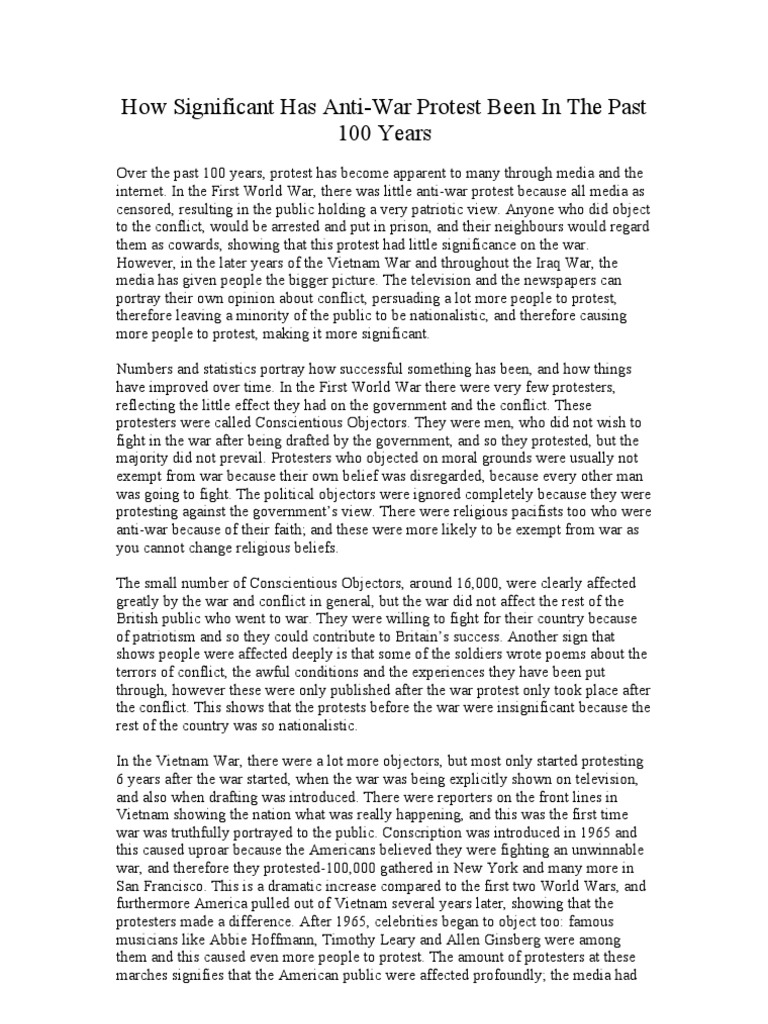 Impact of 100 Years of Anti-War Protests | PDF | Anti War Movement ...