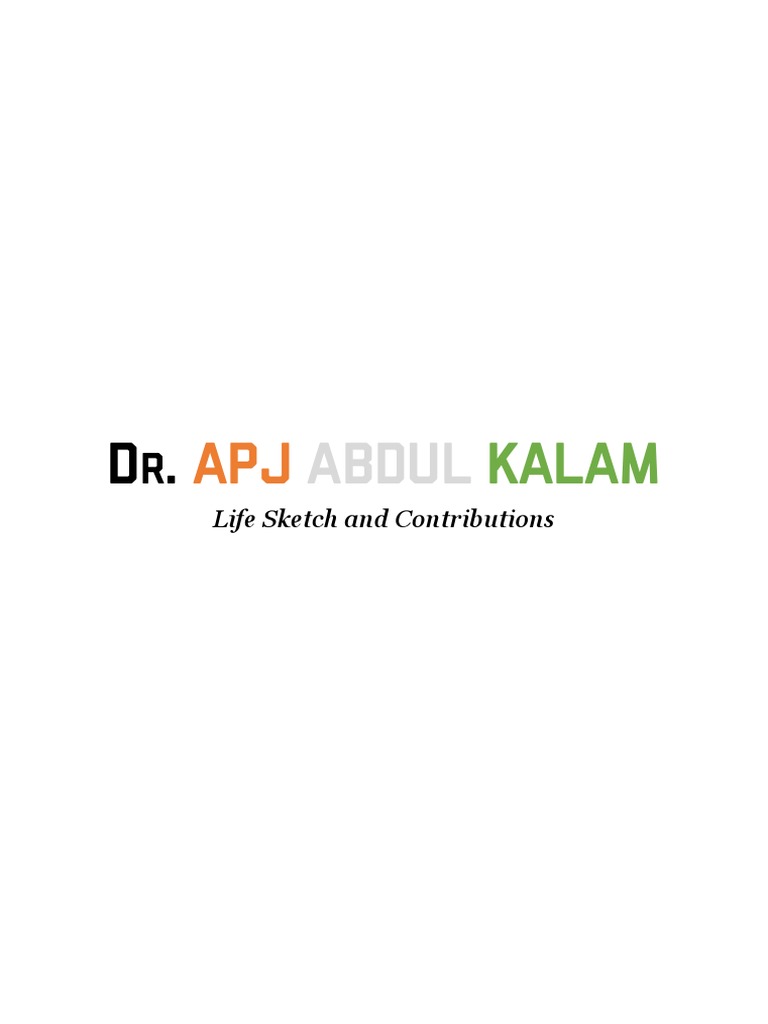DR APJ Abdul Kalam Life Sketch and Contributions | PDF