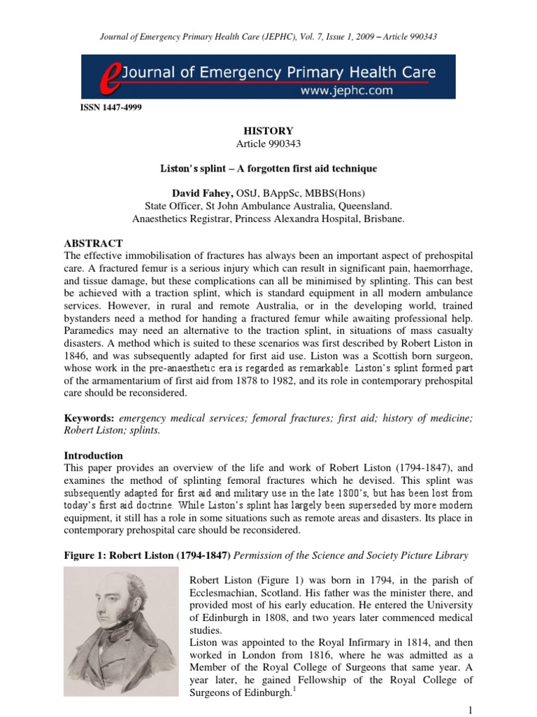 Liston's Splint | PDF | First Aid | Emergency Medical Services