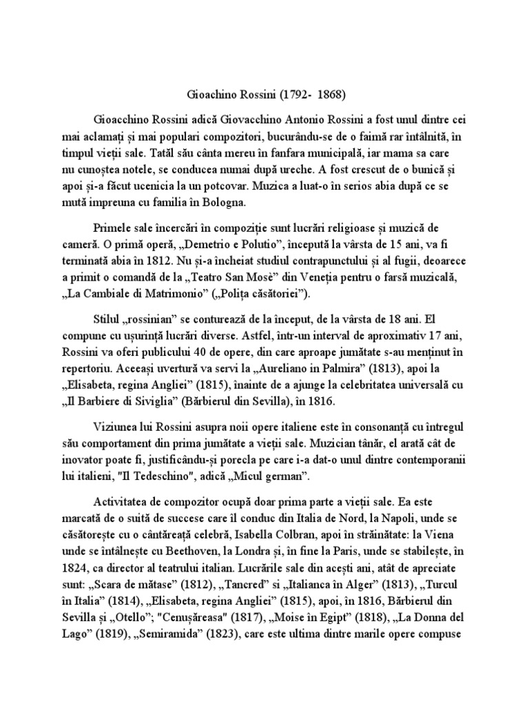 Referat Gioachino Rossini | PDF