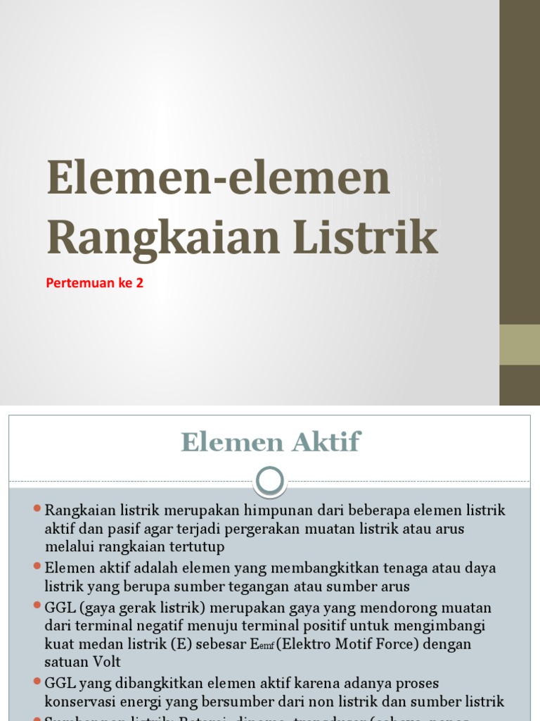 Elemen Aktif dan Pasif dalam Listrik | PDF