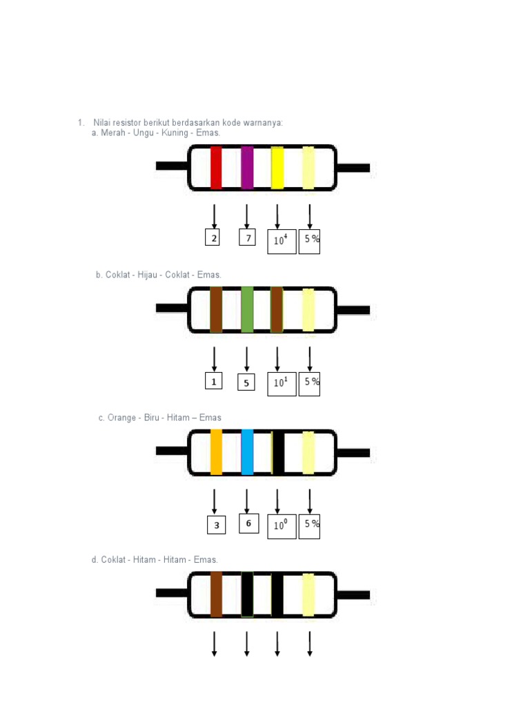 Nilai Resistor Berikut Berdasarkan Kode Warnanya | PDF | Metode & Bahan ...