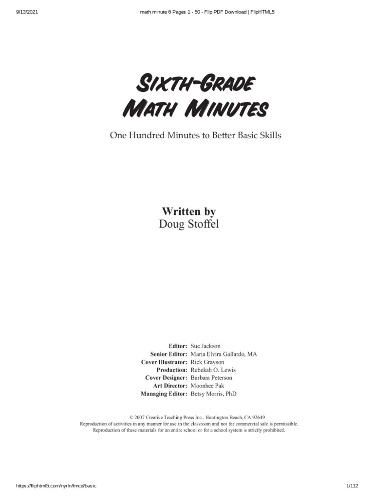 Math Minute 6 Pages 1 - 50 - Flip PDF Download - FlipHTML5 | PDF ...