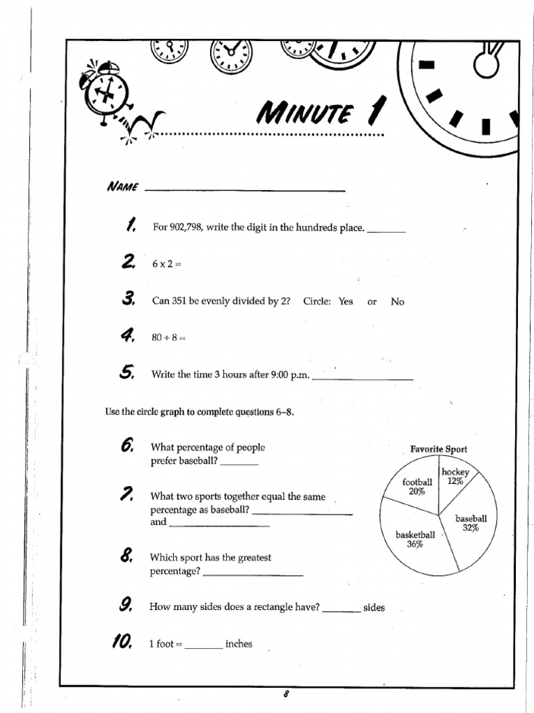 5th Grade Math Minutes 1-50 | PDF