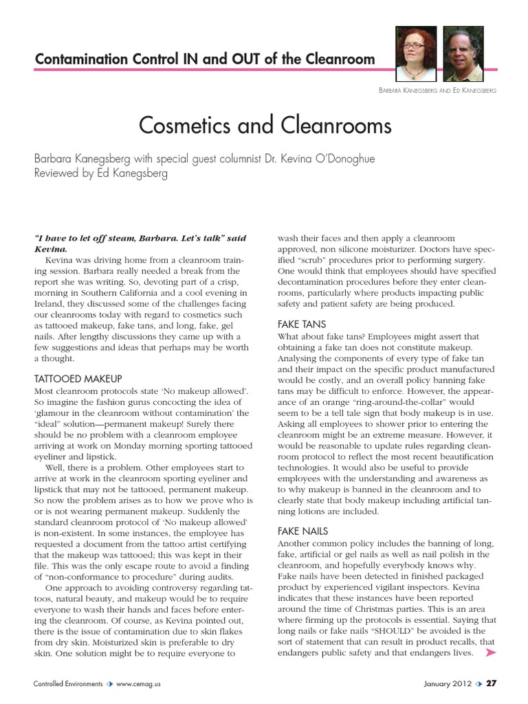 Cosmetics and Cleanrooms: Contamination Control IN and OUT of The ...