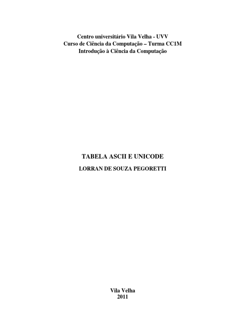 Tabela Ascii e Unicode | PDF | Codificações | Codificação de caracteres