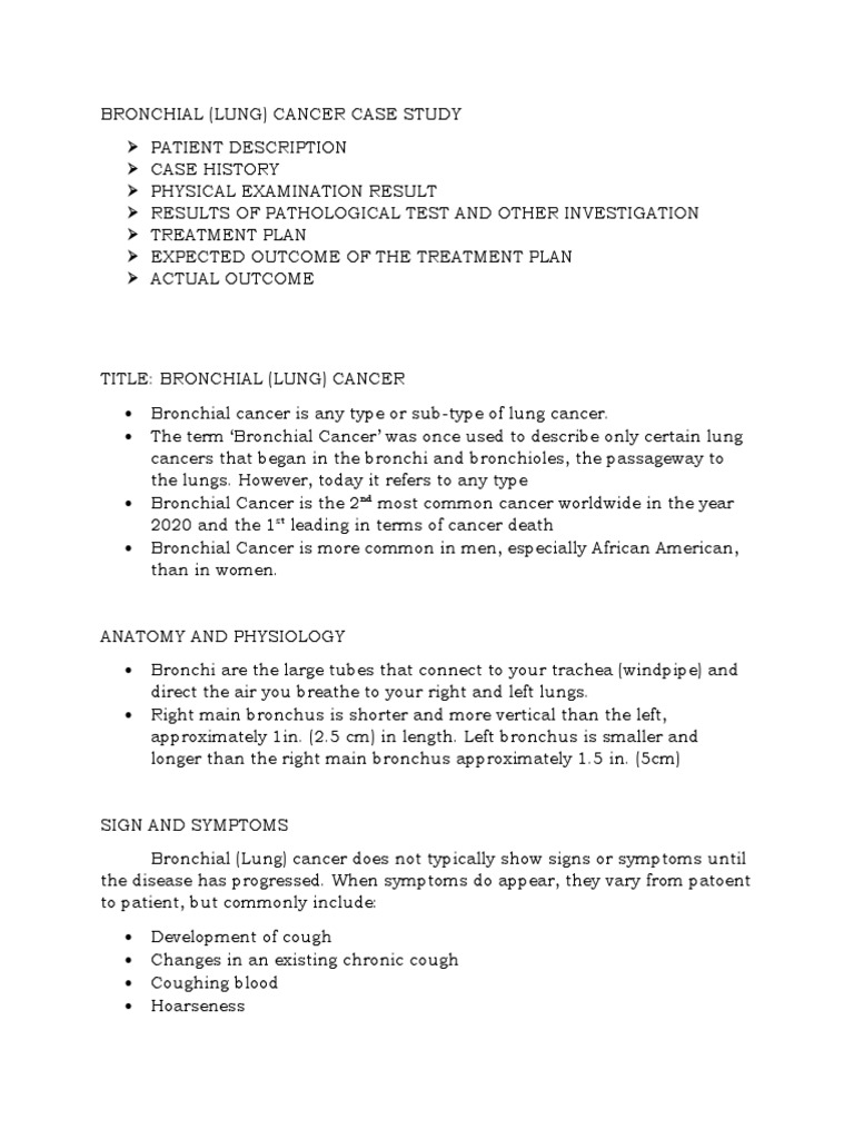 Comprehensive Analysis of a Bronchial (Lung) Cancer Case Study | PDF ...