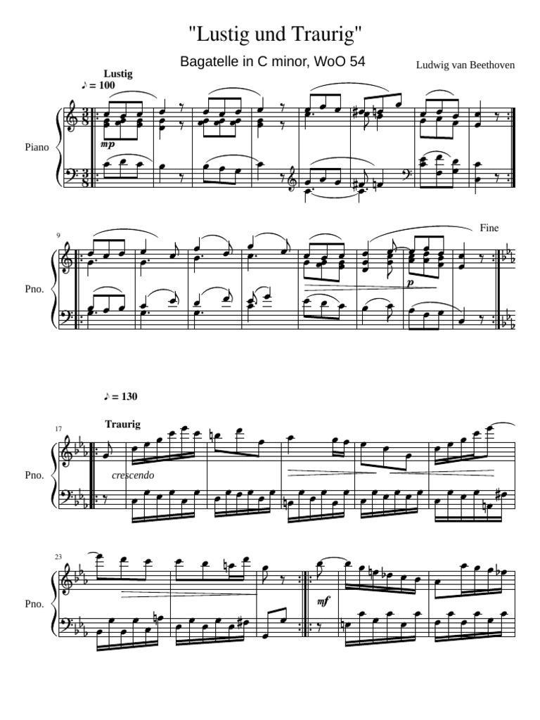 Lustig Und Traurig - Bagatelle in C Minor | PDF