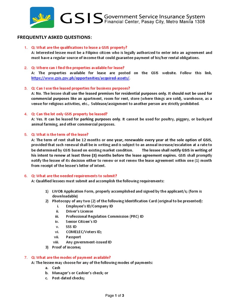 HOUSING LWOB Frequently Asked Questions (FAQs) v3 | PDF | Lease | Renting
