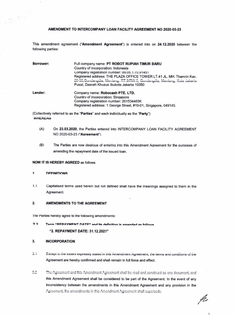 2020-03-23 Amendments To Loan Agreement 15K | PDF
