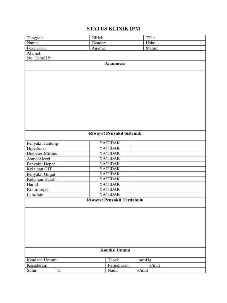 Status Klinik dan Rencana Perawatan IPM | PDF | Kesehatan Holistik ...