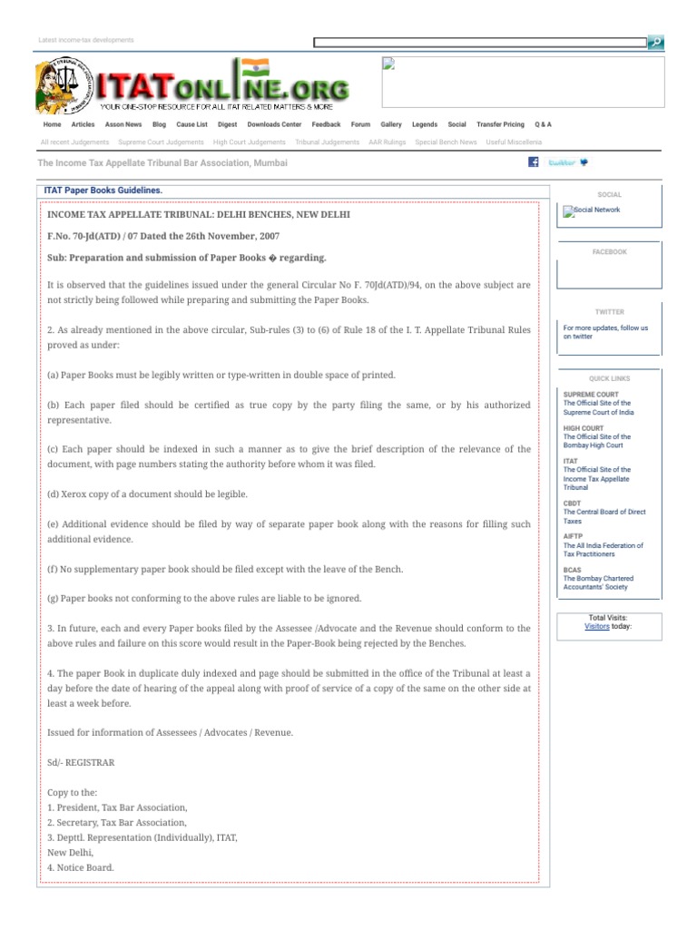 The Income Tax Appellate Tribunal Bar Association, Mumbai: ITAT Paper ...