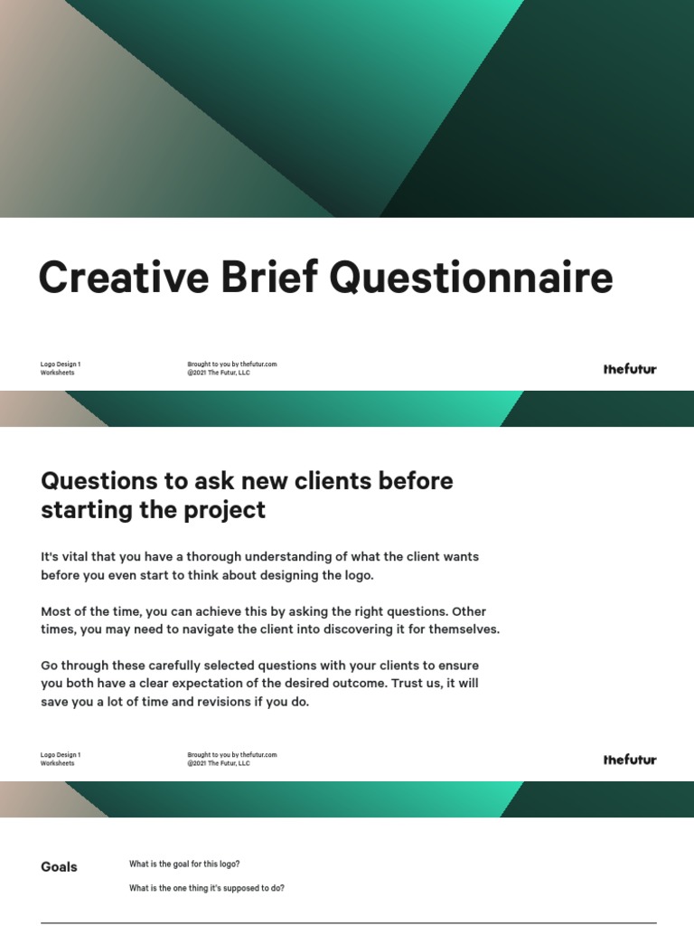 Creative Brief Questionnaire: @2021 The Futur, LLC Logo Design 1 ...