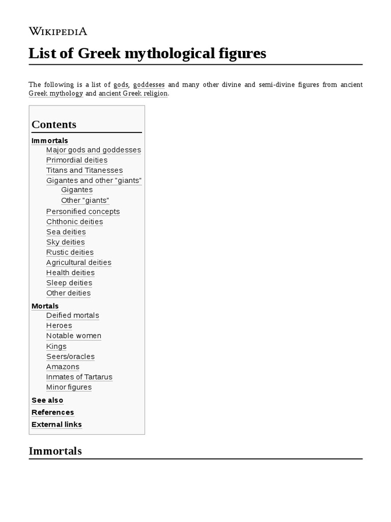 List of Greek Mythological Figures: Immortals | PDF | Dionysus | Greek ...