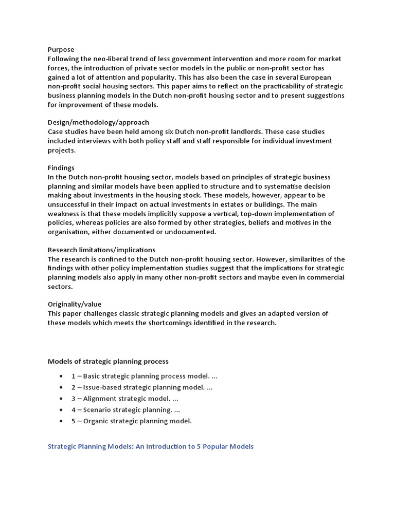 Strategic Planning Model | PDF | Strategic Planning | Goal