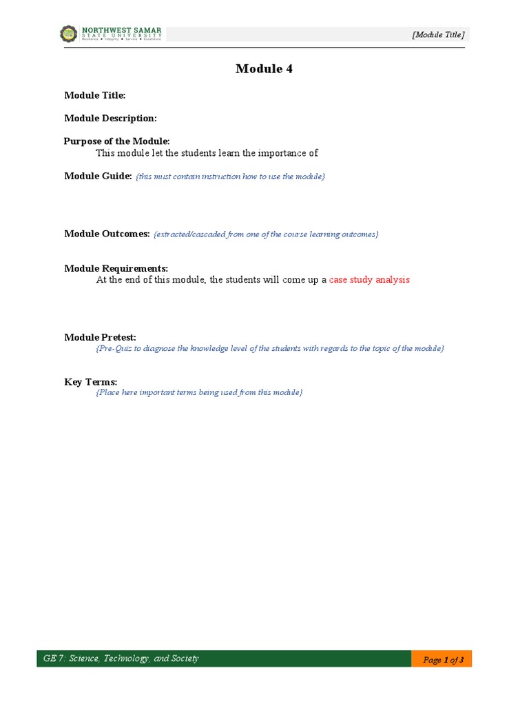 Module Title: Module Description: Purpose of The Module | PDF