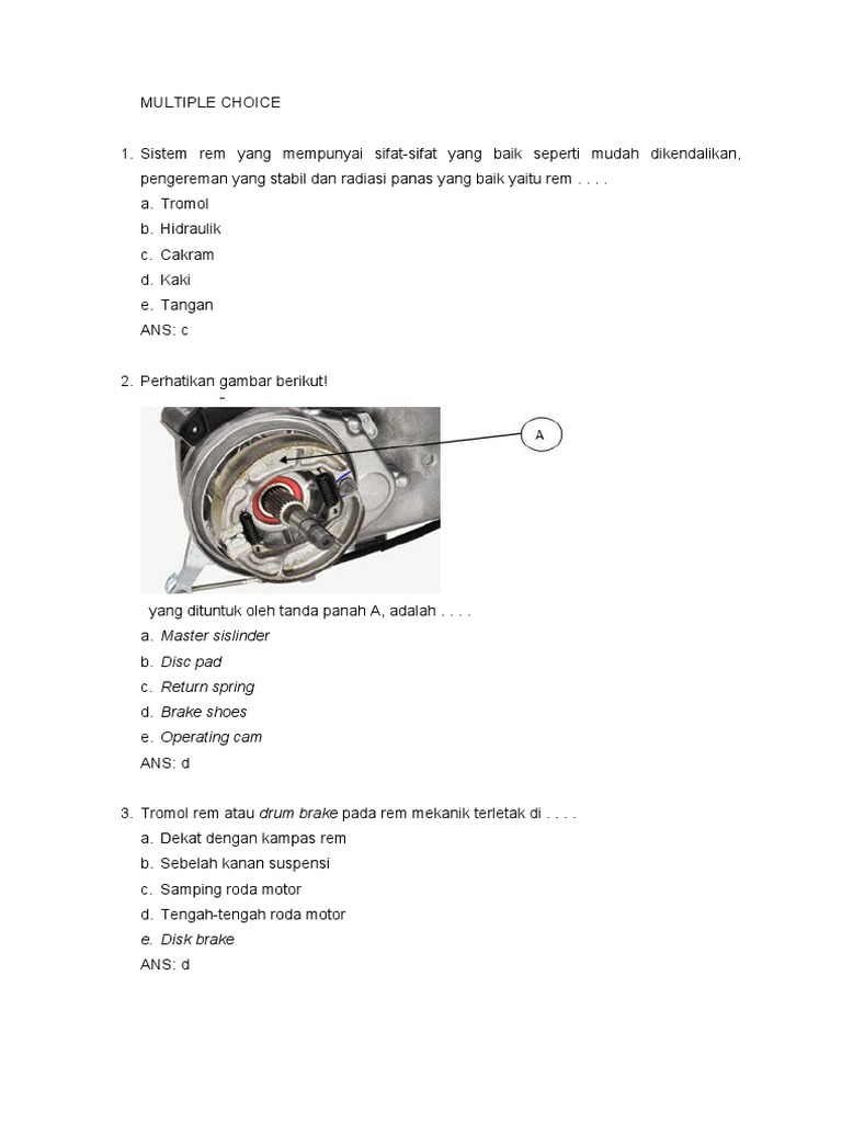 PTS Gasal Pemeliharaan Sasis Sepeda Motor XI | PDF