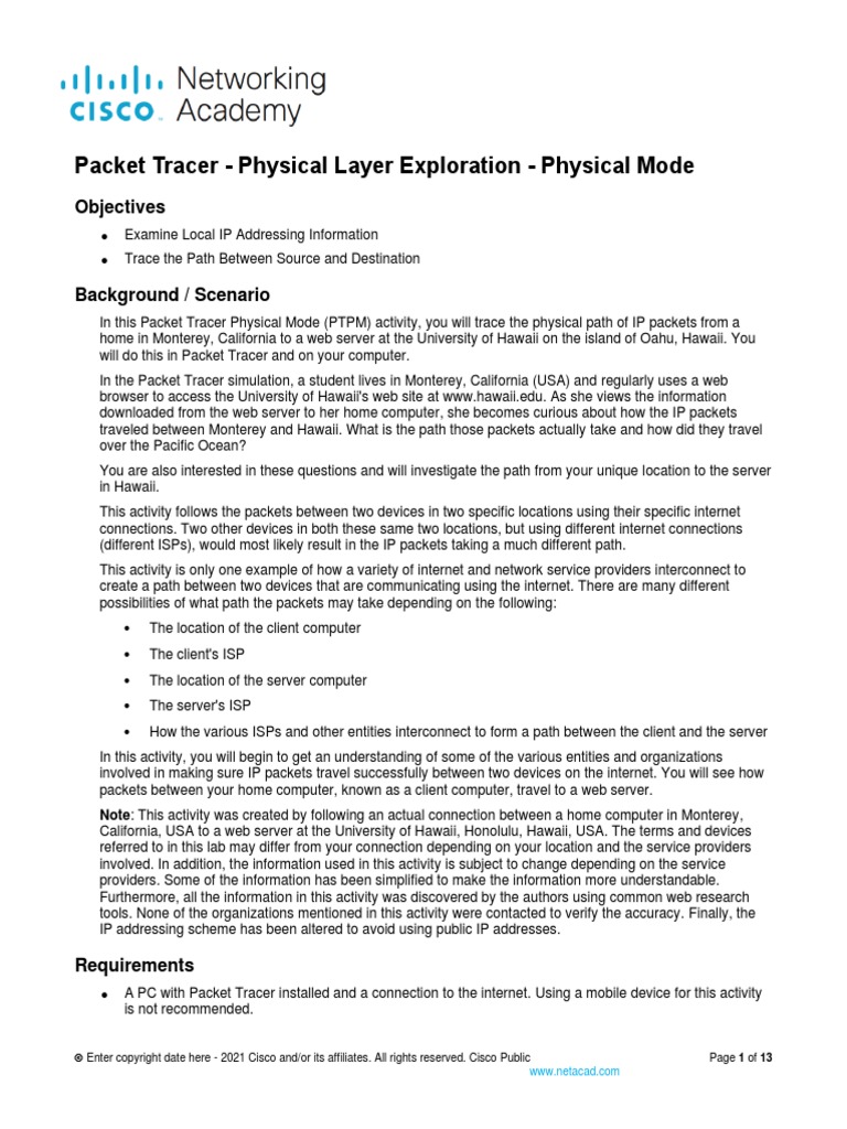4.7.1 Packet Tracer Physical Layer Exploration Physical Mode | PDF ...