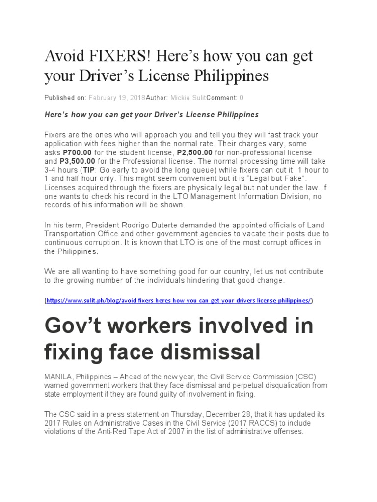 Gov't Workers Involved in Fixing Face Dismissal: Avoid FIXERS! Here's ...