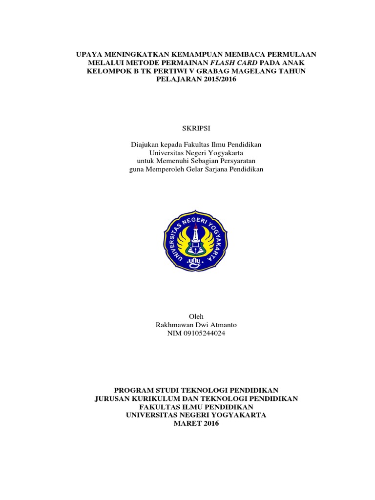 Upaya Meningkatkan Kemampuan Membaca Permulaan Melalui Metode Permainan ...