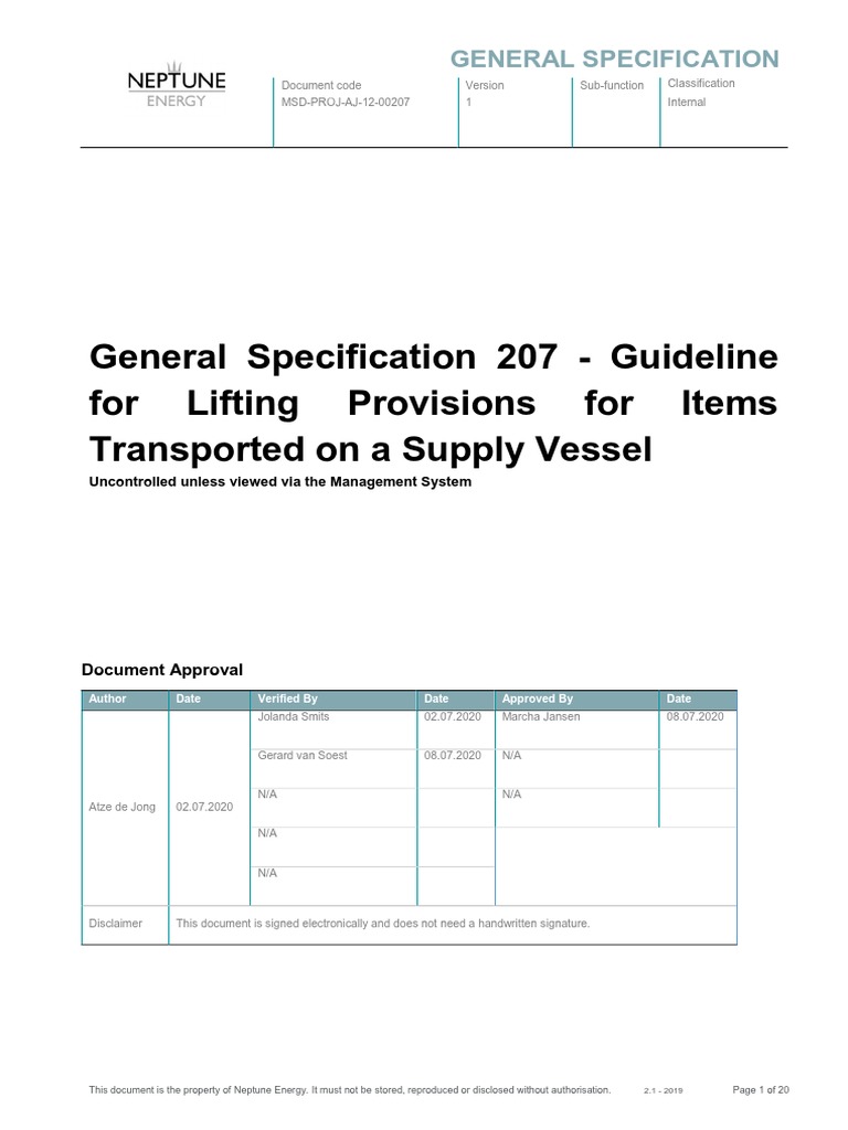 General Specification 207 - Guideline For Lifting Provisions For Items ...
