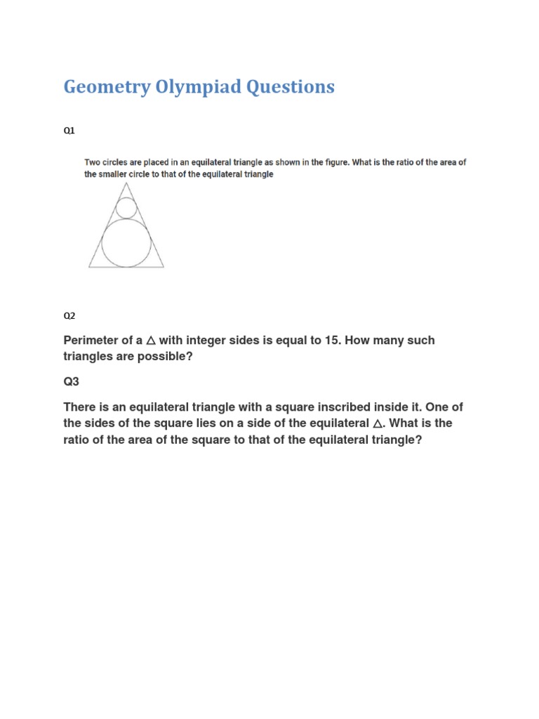 Geometry Olympiad Questions | PDF