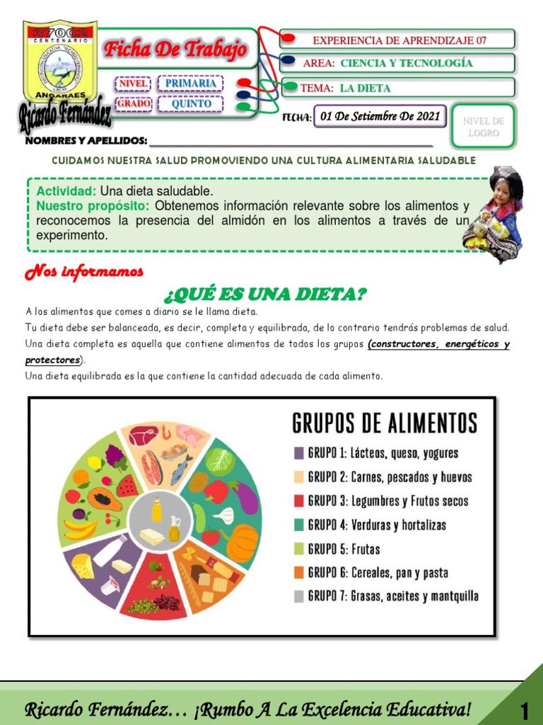 Ficha de Trabajo - Cyt - 01 | PDF | Dieta | Alimentos