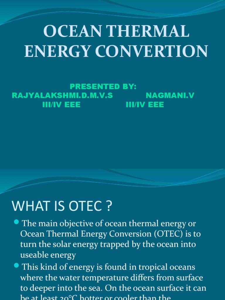 Ocean Thermal Energy | PDF | Water | Applied And Interdisciplinary Physics