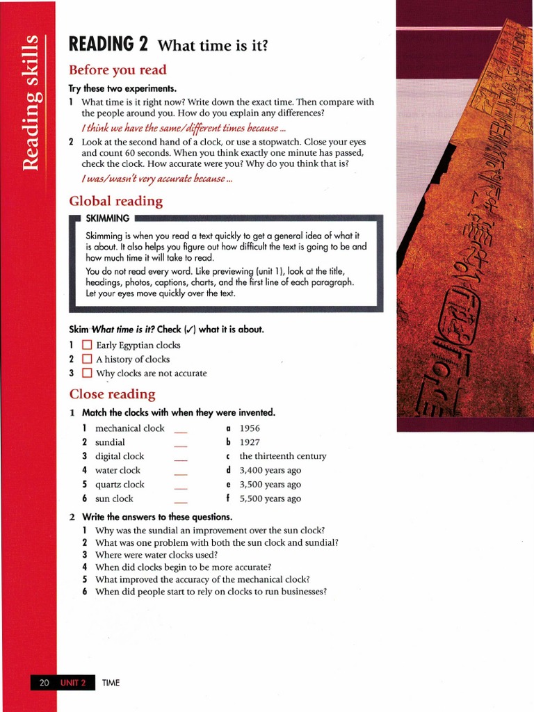 Skillful Reading and Writing Level 1 | PDF | Clock | Time