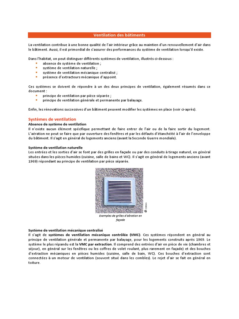 Fiche Ventilation Des Batiments | PDF | Ventilation (Architecture ...