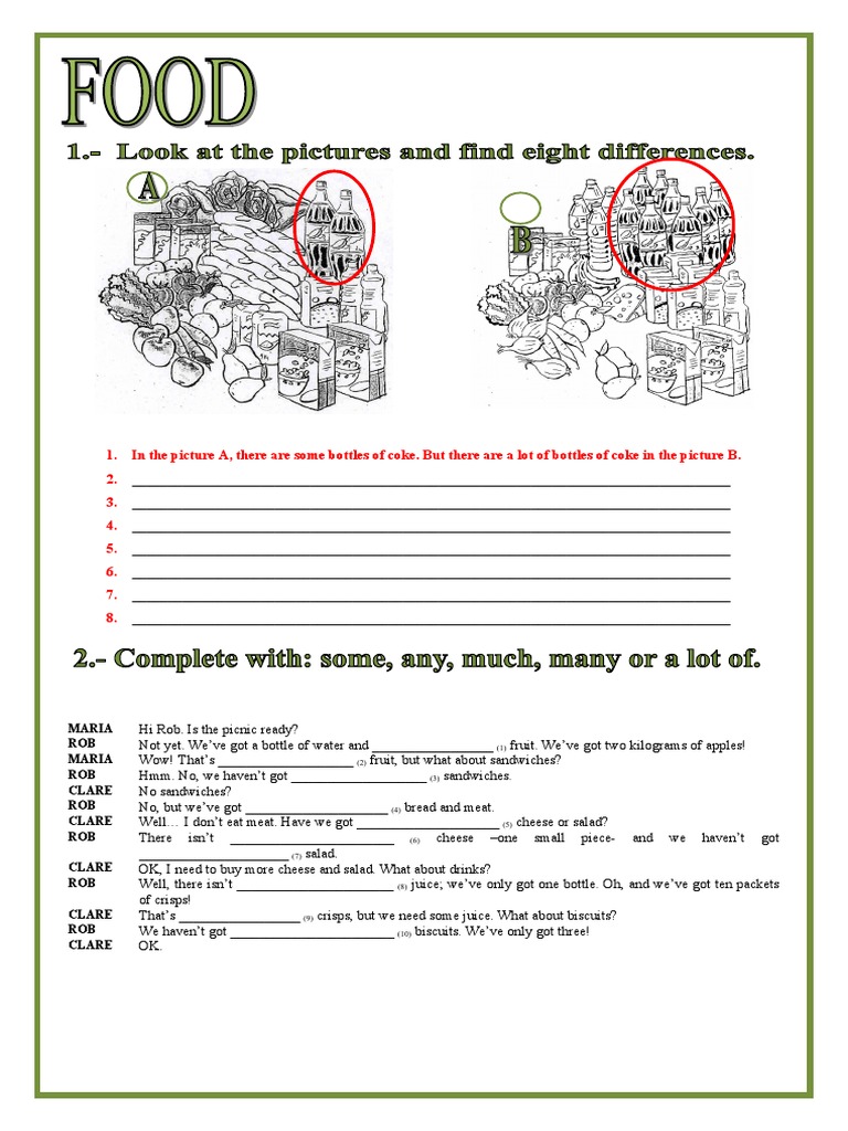 Food Quantifiers for Kids' Exercises | PDF | Cooking, Food & Wine