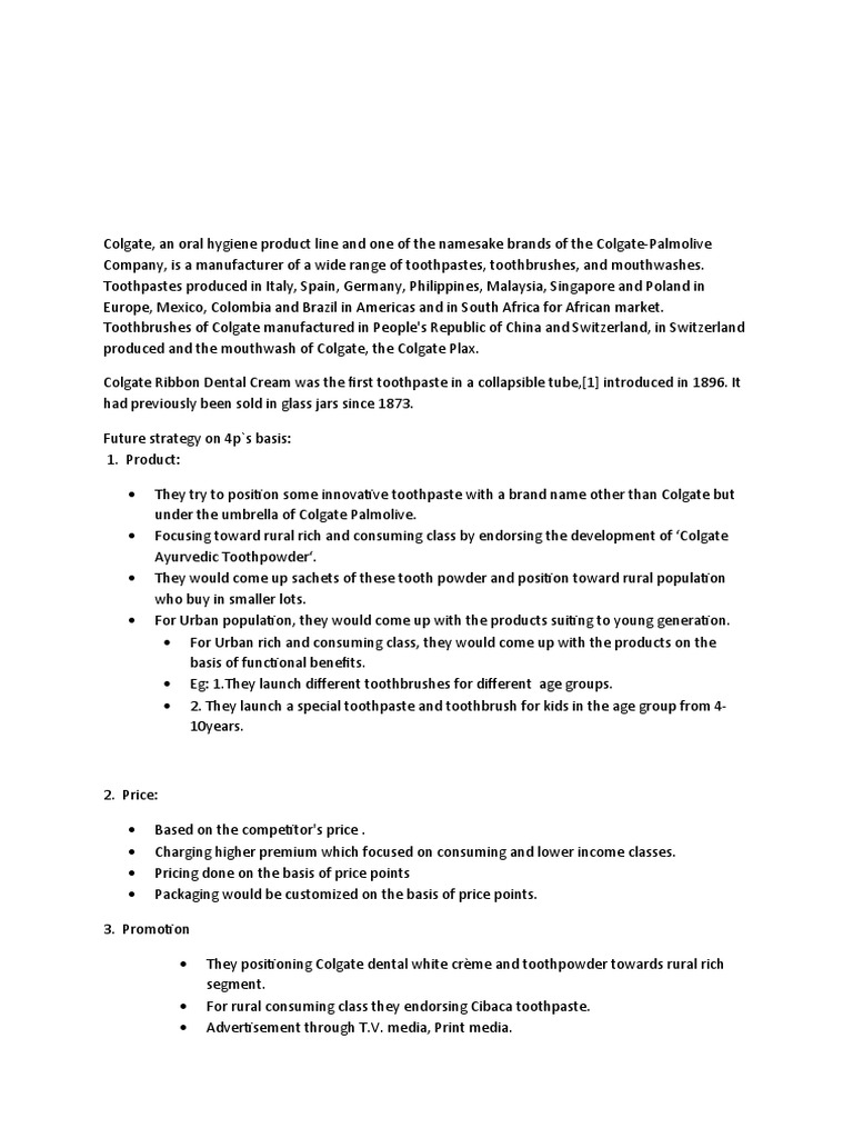 Colgate | PDF | Toothbrush | Business Process