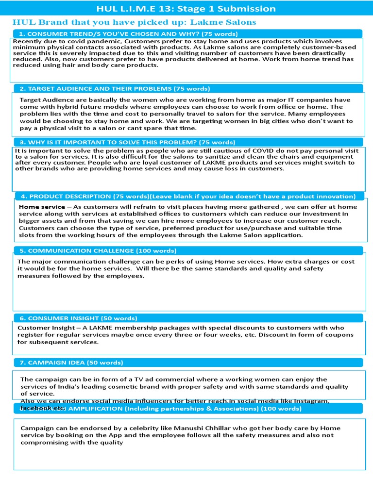 HUL Lime Case Study | PDF | Customer | Brand