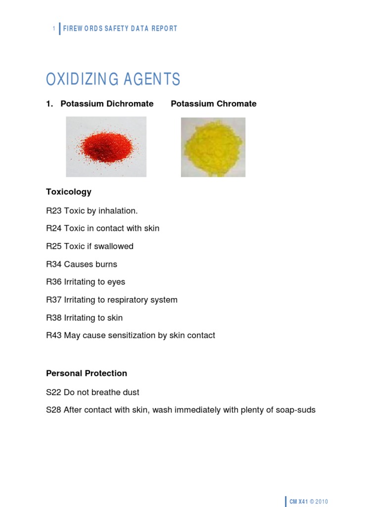 Oxidizing Agents: 1. Potassium Dichromate Potassium Chromate | PDF ...