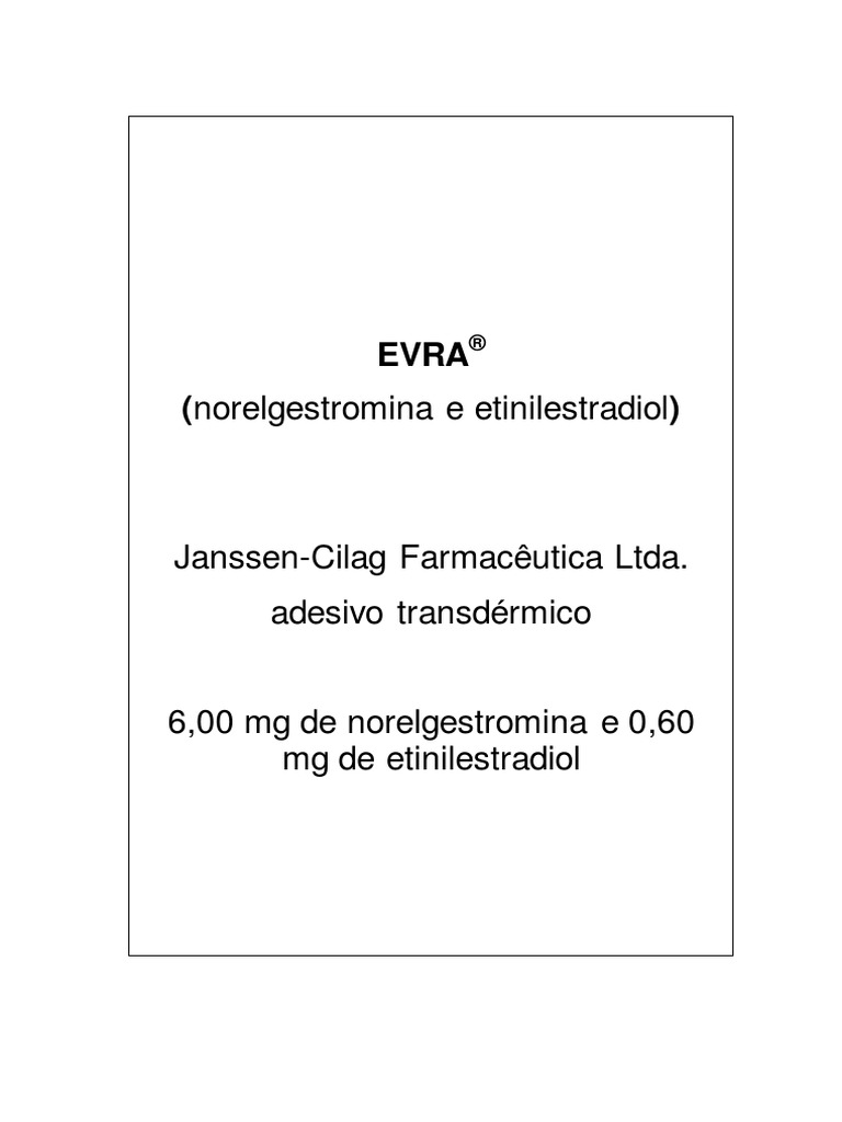 Evra Johnson Saude C 3 Adesivos Bula 2046 | PDF | Anticoncepcionais ...