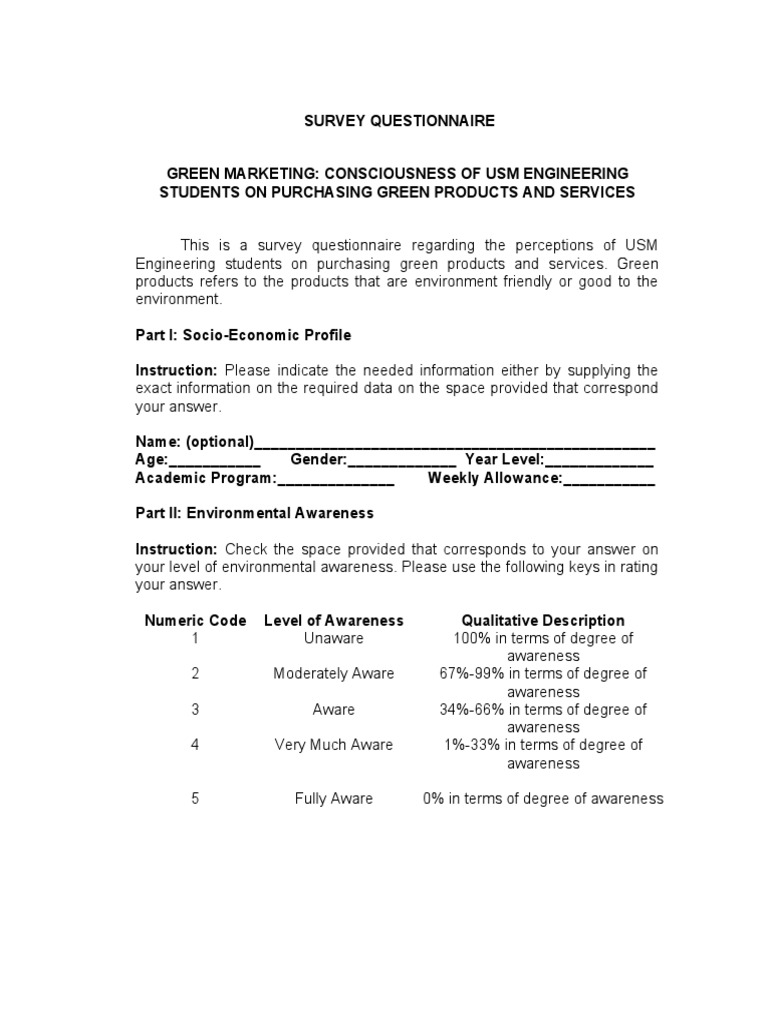 Survey Questionnaire | PDF | Waste | Waste Management